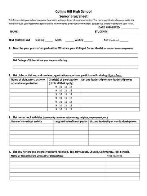 Brag Sheet Template For Letter Of Recommendation ~ Resume Letter