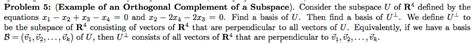 solved problem 5 example of an orthogonal complement of a