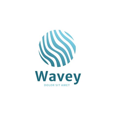 원형 모양의 추상 바다 파도 로고 프리미엄 벡터