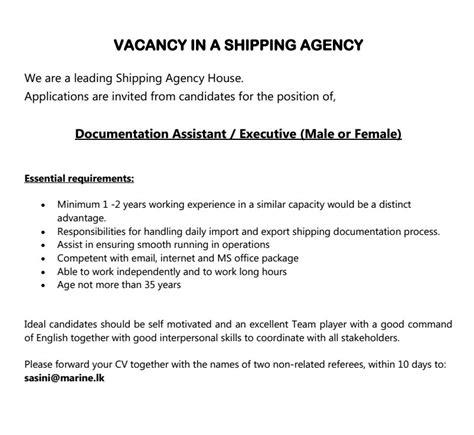 Documentation Assistant Executive Male Or Female