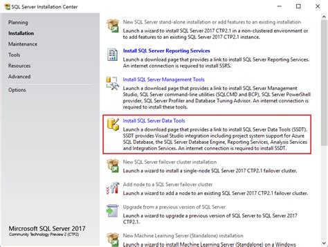 SQL Server Client Tools Setup SQL Server 2017 Integration Services