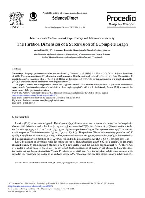 Pdf The Partition Dimension Of A Subdivision Of A Complete Graph