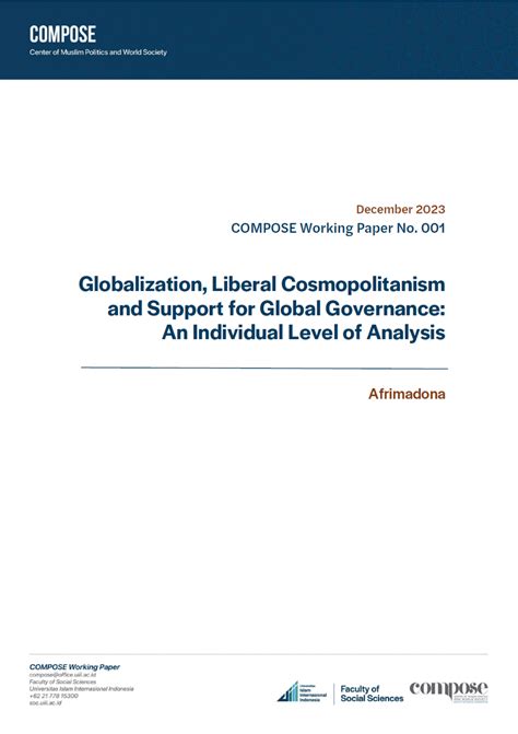 Globalization Liberal Cosmopolitanism And Support For Global Governance An Individual Level Of