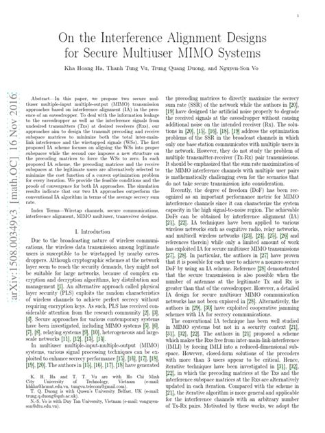 secure multiuser mimo systems pdf mimo linear algebra