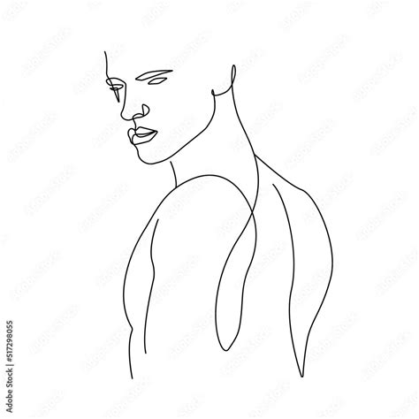 Continuous One Line Drawing Of Abstract Male Body Man Body Line Art