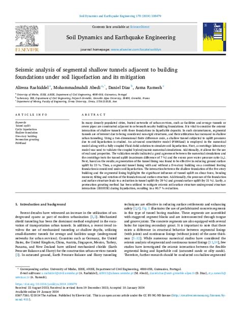 Pdf Seismic Analysis Of Segmental Shallow Tunnels Adjacent To