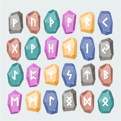 손으로 그린 바이킹 룬 알파벳 무료 벡터