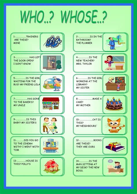 Who Whose Free Interactive Worksheets 420863