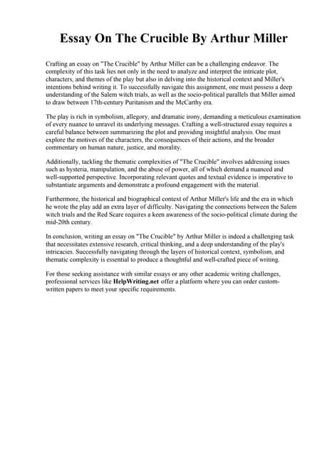 The Crucible Character Analysis Essay Pdf
