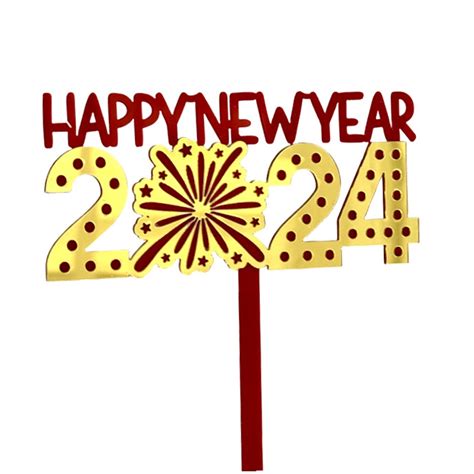 ป้ายแทรกเค้กวันเกิด ลาย Happy New Year Hello 2024 ขนาด 12 13 ซม Shopee Thailand