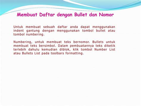 PPT Pada Bab Ini Anda Akan Mempelajari Cara Bullet Numbering Mengatur Posisi Bullet Atau