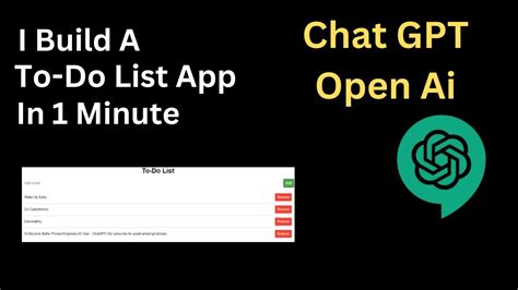 Build A To Do List App In 1 Minute Using Chatgpt Openai Chatgpt Youtube