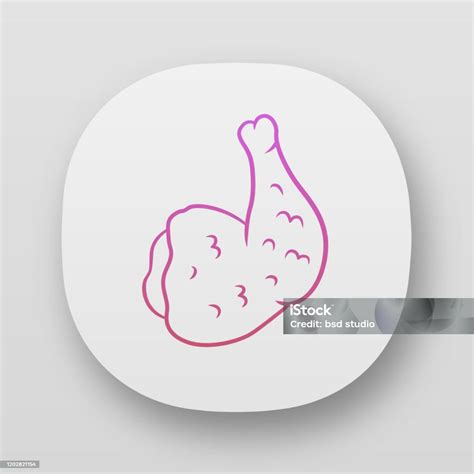 치킨 햄 앱 아이콘입니다 정육점 고기 육류 생산 및 판매 단백질 공급원 도살사업 Ui Ux 사용자 인터페이스 웹 또는 모바일 응용 프로그램입니다 벡터 절연 일러스트레이션