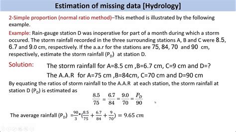 Estimation Of Missing Rainfall Data Hydrology Youtube