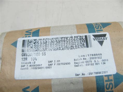 2x Vishay Widerstand Drahtwiderstand Fixed Resistor Gws30 100ss Gws30 100ss