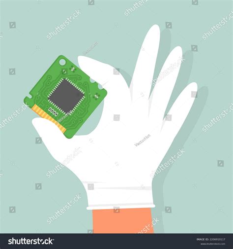 Green Electronic Microcircuit Hand Microprocessor Computer Stock Vector Royalty Free