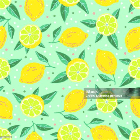 잘 익은 노란색 과일과 레몬 잎 감귤류와 매끄러운 패턴 벡터 일러스트레이션 감귤류 과일에 대한 스톡 벡터 아트 및 기타 이미지 감귤류 과일 과일 꽃 식물 Istock