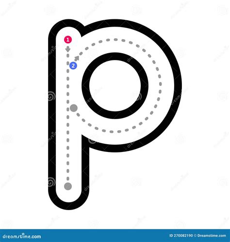 Tracing Alphabet Letter P Lowercase Prewriting Dotted Line Element For