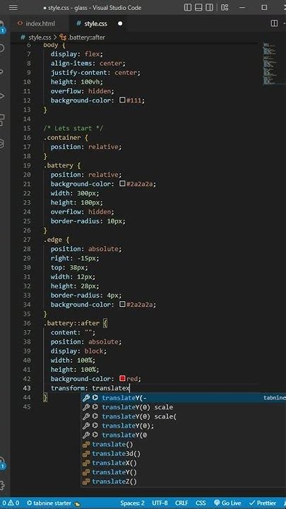 battery charging animation with html css shorts youtube