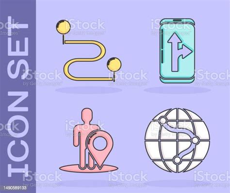 지구본의 위치 경로 위치 사람의 실루엣이 있는 지도 마커 및 도시 지도 탐색 아이콘의 인포그래픽을 설정합니다 벡터 개념에 대한 스톡 벡터 아트 및 기타 이미지 Istock