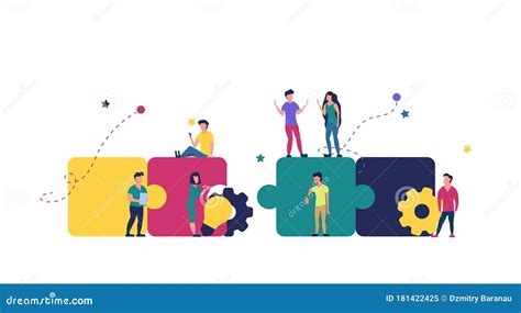Puzzle Team Work Vector Illustration Concept Partner Partnership Teamwork Business People