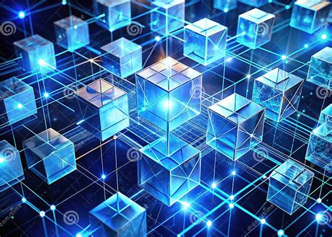 A Futuristic Blue Blockchain Network Visualizing Digital Data Connections Technology