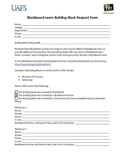 Fillable Online Blackboard Learn Building Block Request Form Fax Email Print Pdffiller
