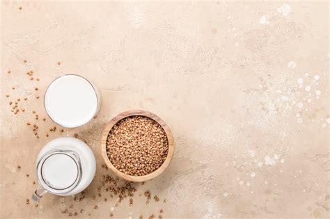 Premium Photo Vegan Buckwheat Plant Based Milk In Bottles Closeup