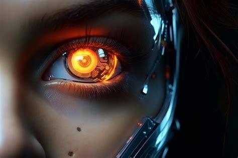 Premium Ai Image Woman Computer Focus Eyesight Health Iris Person Eye Concept Digital Human