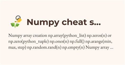 Numpy Cheat Sheet