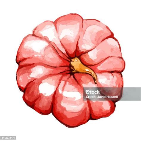 수채화 스타일의 가을 또는 할로윈 레드 호박 가을과 추수 감사절 벡터 수제 일러스트 아트 수확 축제 10월에 대한 스톡 벡터