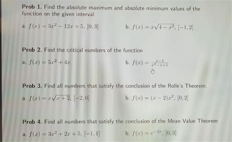 Solved Prob Find The Absolute Maximum And Absolute Chegg Com
