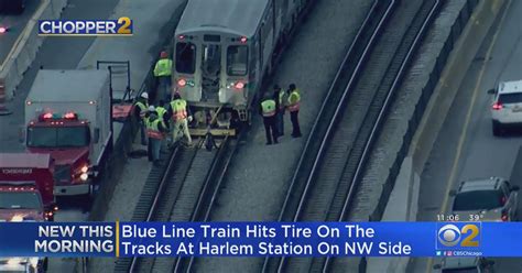 Cta Blue Line Service Resumes After Derailment Caused By Train Hitting