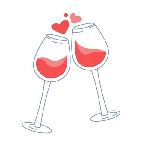 Premium Vector Glass Of Wine Love Flat Illustration Valentines Day