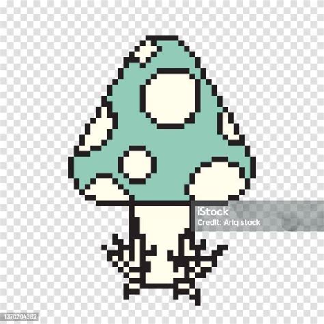 픽셀 아트 버섯 만화 복고풍 게임 스타일 픽셀 아트 디지털 버섯 플랫 웹 아이콘 벡터 디자인 복고풍 개체 벡터 일러스트레이션 0명에 대한 스톡 벡터 아트 및 기타 이미지