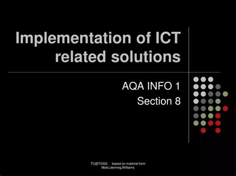 PPT Implementation Of ICT Related Solutions PowerPoint Presentation Free Download ID