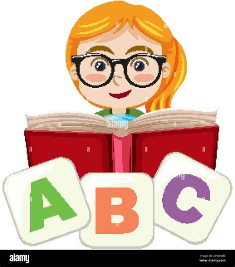 A Student Girl Reading A Book Illustration Stock Vector Image And Art Alamy