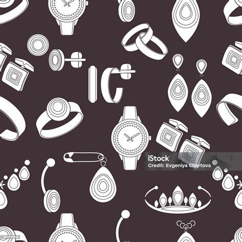 보석 완벽 한 패턴 벡터 배경 흑백 그림 자주색 갈색 배경에서 흰색 만화 장식 항목 직물 디자인 벽지 포장지 장식 0명에 대한 스톡 벡터 아트 및 기타 이미지 Istock