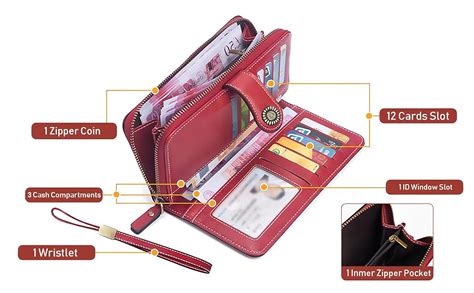 Cartera Para Mujer De Piel Con Bloqueo Rfid Billetera Grande Con