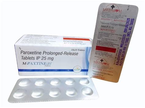 Paroxetine 25mg Prolonged Release Tablets Packaging Size 10 10