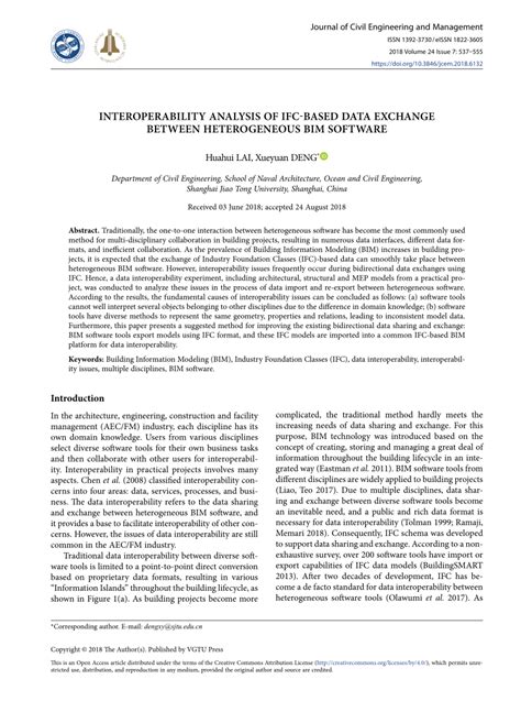 PDF Interoperability Analysis Of IFC Based Data Exchange Between Heterogeneous BIM Software