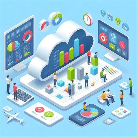 Premium Photo 3d Flat Vector As Cloud Computing Performance Monitoring With Graph And