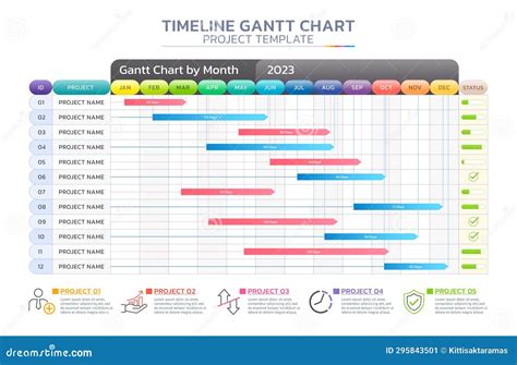 Timeline Gantt Chart Infographic Template Background Stock Vector Illustration Of Chart