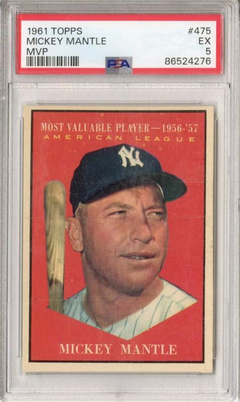 1961 Topps Mickey Mantle Mvp 475 Psa 5