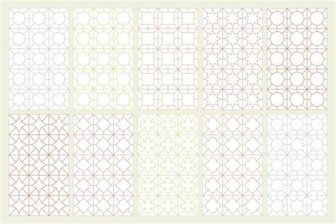Collection Of Seamless Geometric Ornamental Patterns Symmetric