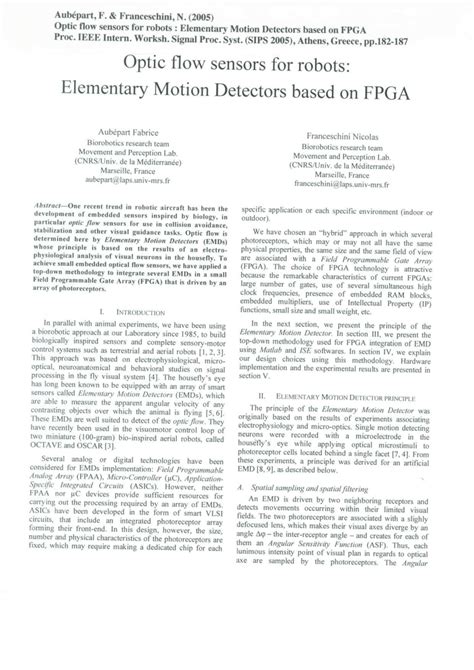 Pdf Optic Flow Sensors For Robots Elementary Motion Detectors Biased