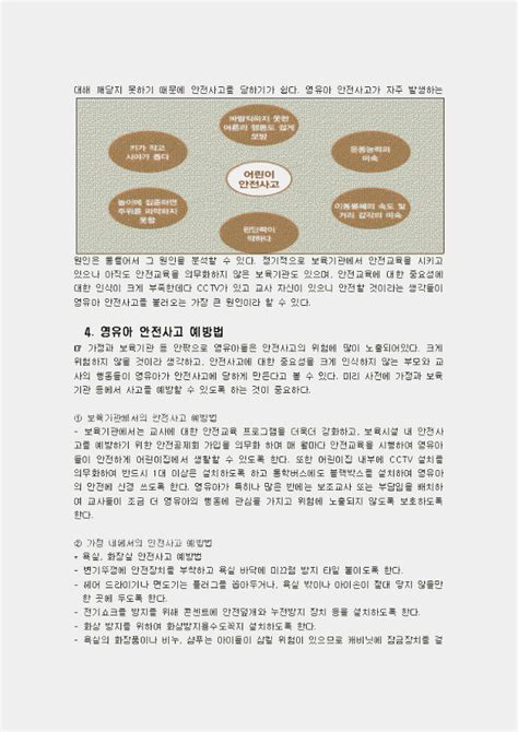 영유아 안전의 개념과 필요성 및 영유아 안전사고의 사례와 예방법을 서술하시오