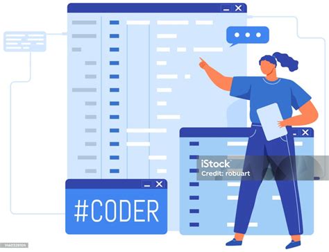 컴퓨터 프로그램 생성 프로그래밍 웹 디자인 및 코딩을 담당하는 소프트웨어 엔지니어 Php 프로그래밍 언어에 대한 스톡 벡터 아트