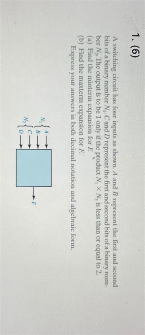 Solved 6a Switching Circuit Has Four Inputs As Shown A