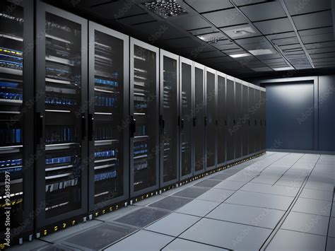 Servers Racks Walkthrough In Modern Data Center Cloud Computing Datacenter Server Room Cloud